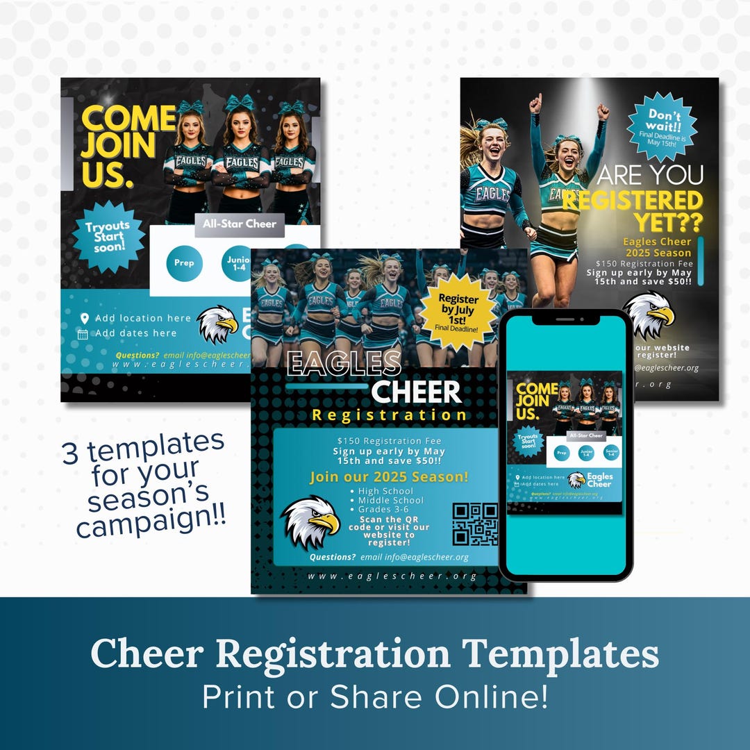 Cheer Registration Flyer Template Bundle | Editable Canva Templates for ...