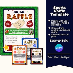 Editable Sports Raffle Flyer Template: Canva Fundraiser (digital ...