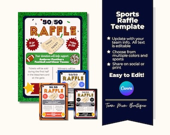 Football RAFFLE Fundraiser Editable Template for PTO and PTA. Flyer for ...
