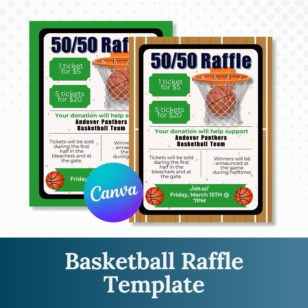Basketball Raffle Flyer Template: Editable Sports Fundraiser (digital ...