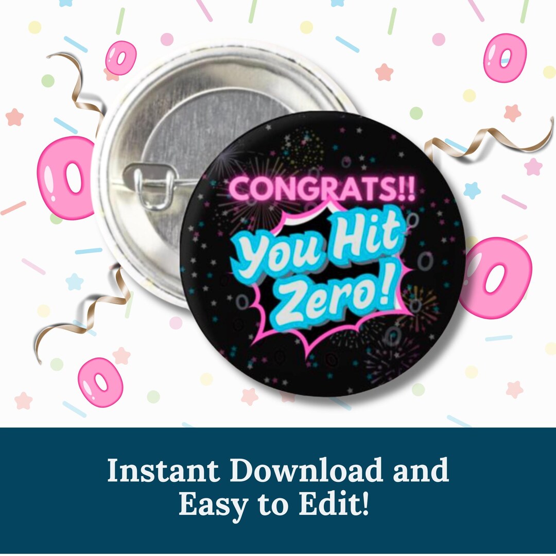 Editable Hit Zero Button Template Canva Cheer Pin Design Add Gym or ...