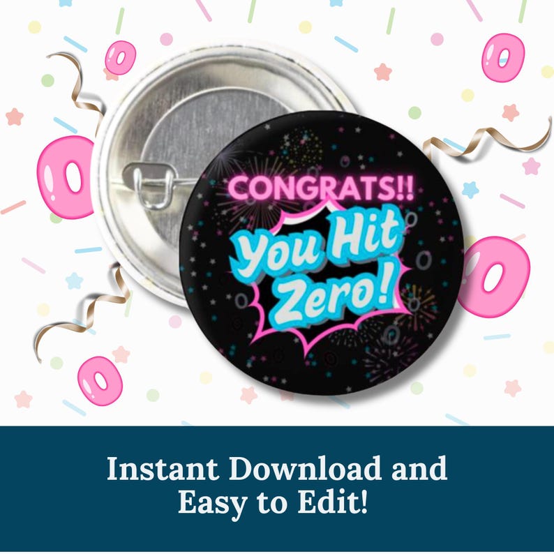 Editable Hit Zero Cheer Pin Template: Design (instant Download) - Etsy
