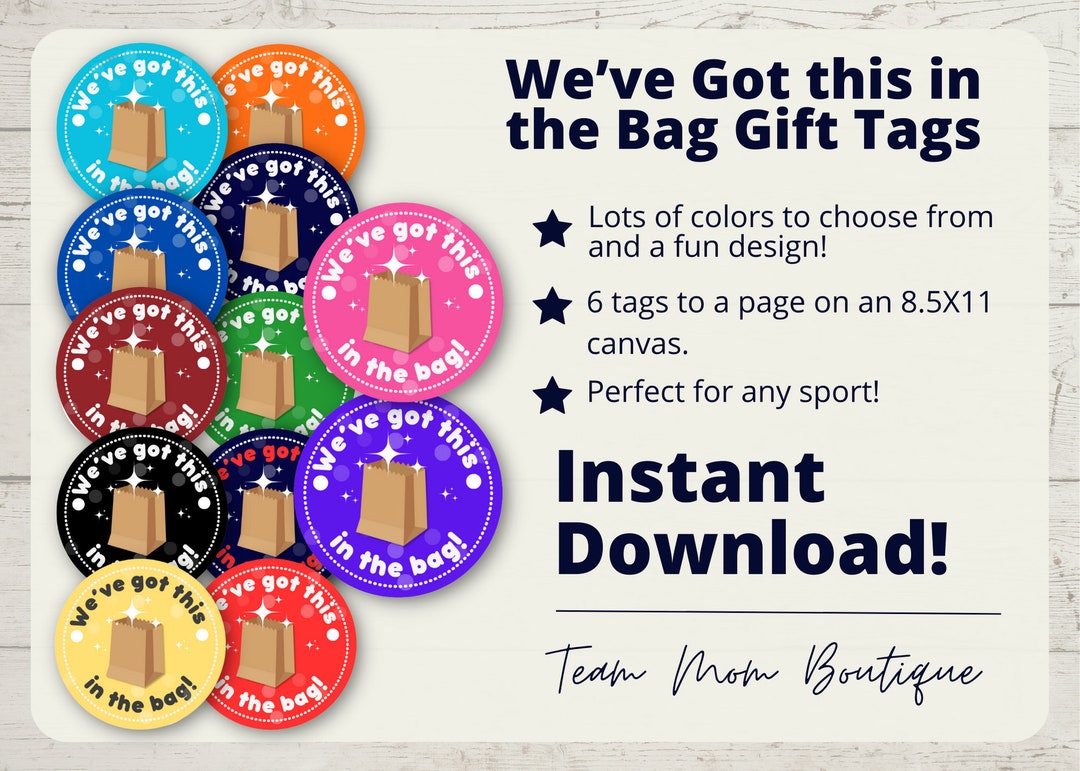 Team Snack Bag Gift Tag We've Got This in the Bag - Etsy