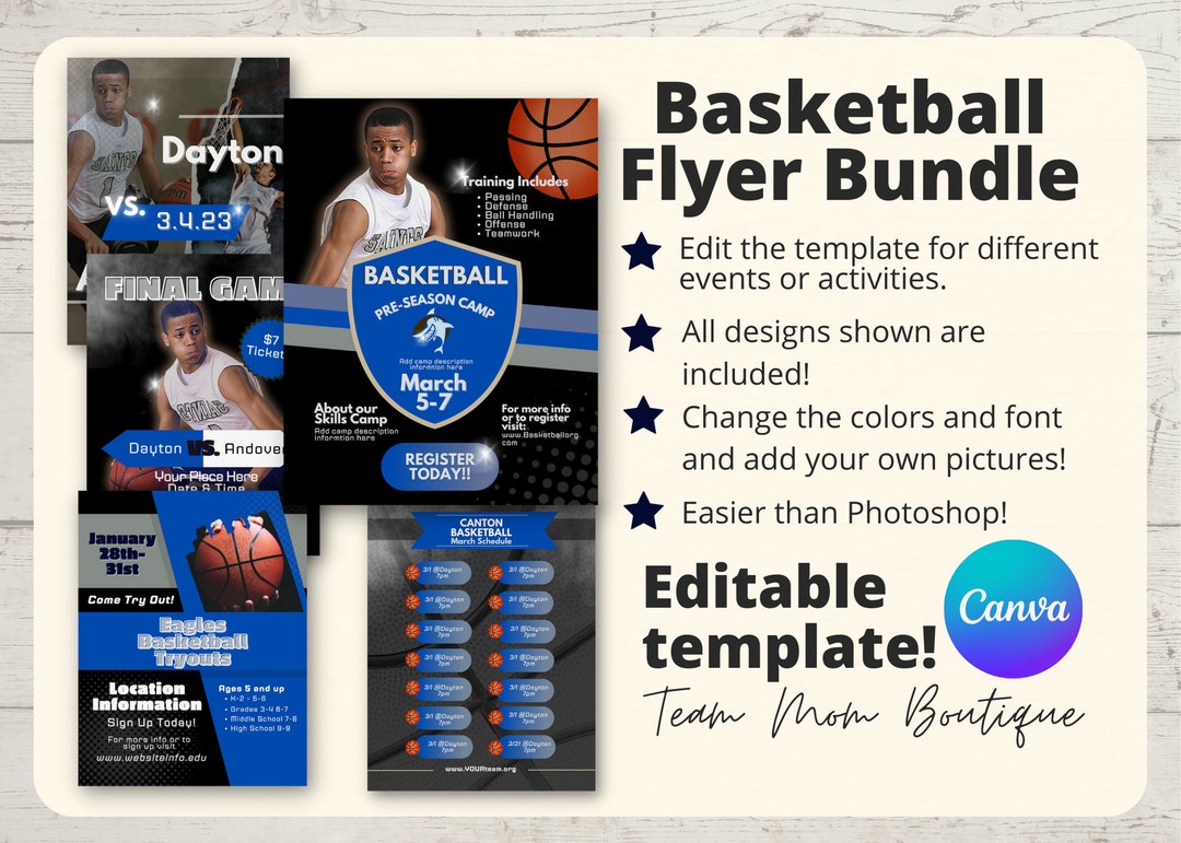 Customizable Basketball Team Flyer Template | Editable 8.5x11 Canva ...