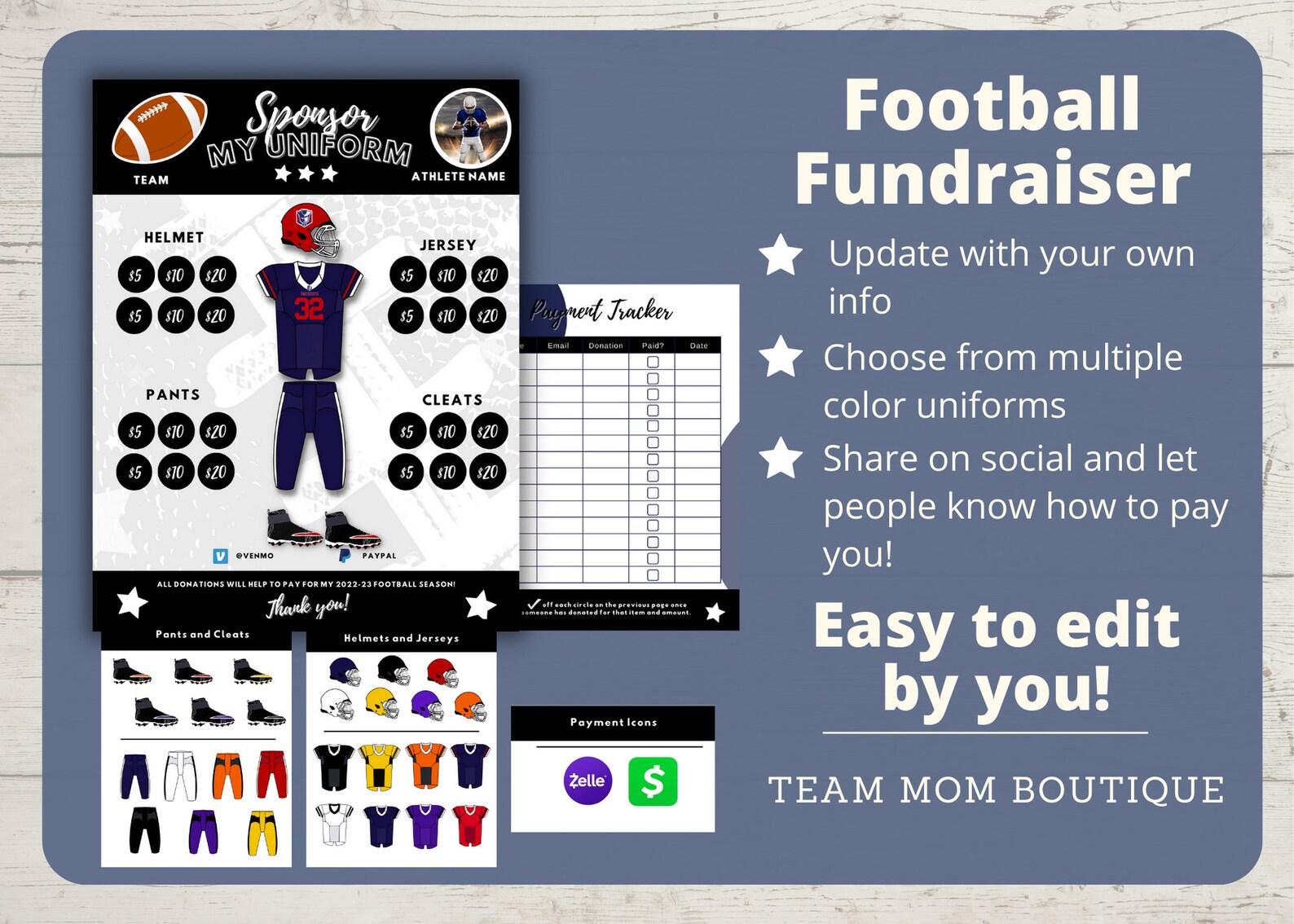 Football Fundraiser Sponsor My Uniform Football Team Ideas - Etsy