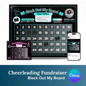Black Out My Board | Cheer Fundraiser Template | Editable Canva ...