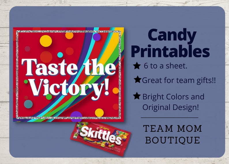 Team Printables Team Gift Ideas Taste the Victory Candy - Etsy