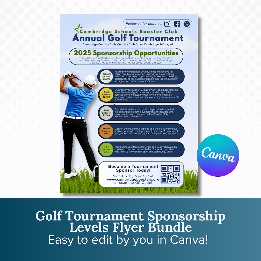 Golf Sponsorship Levels Flyer Bundle – Canva Template + Sponsorship ...