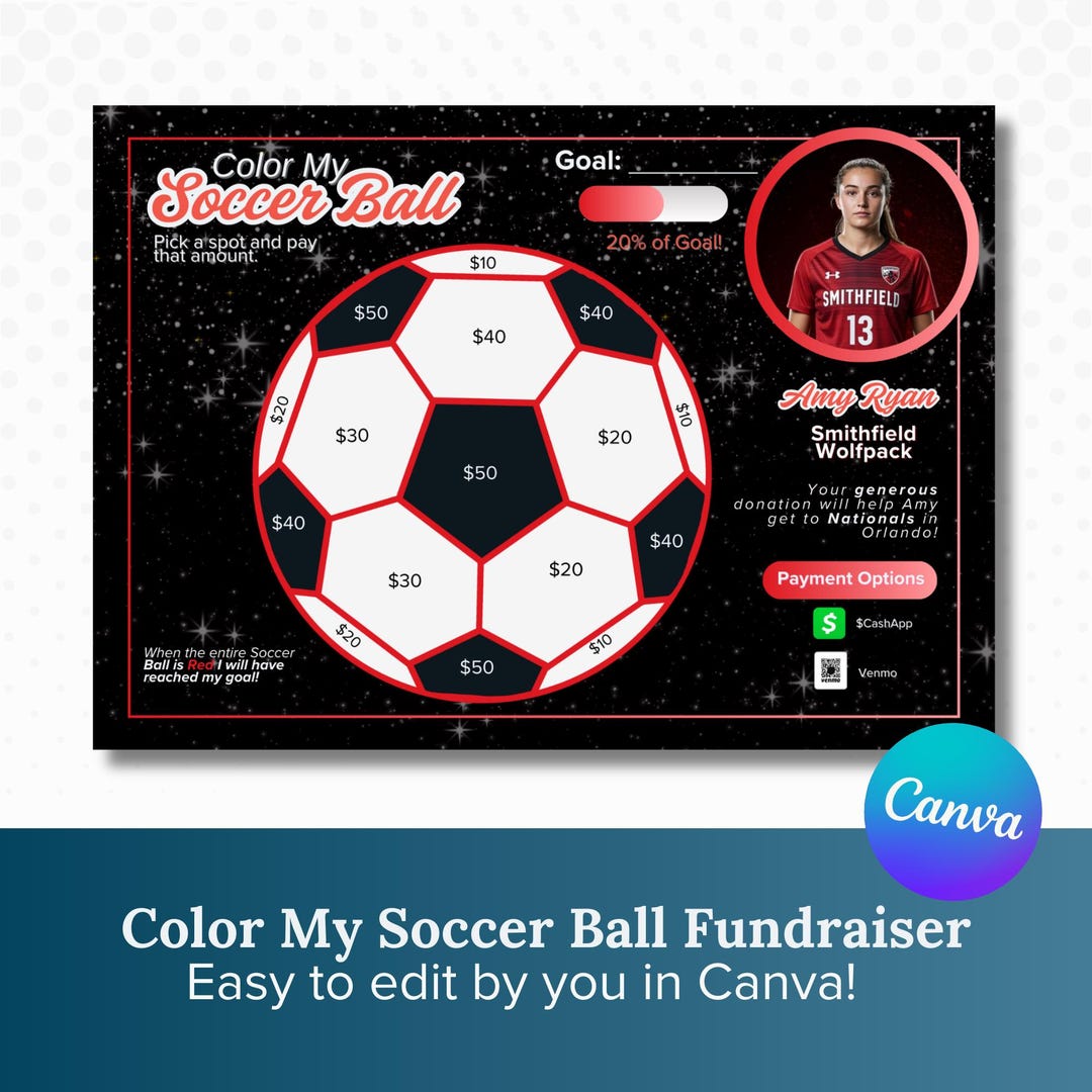 Color My Soccer Ball Fundraiser Canva Template | Soccer Fundraising ...
