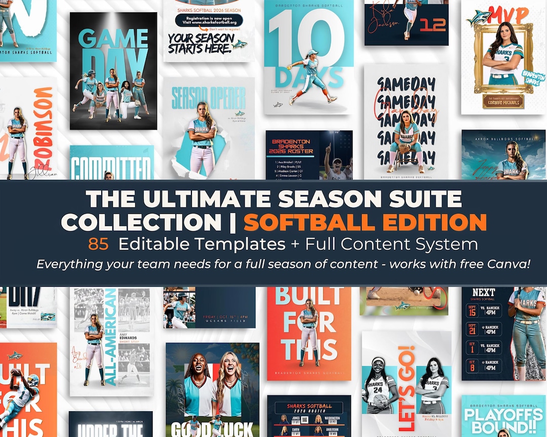 Softball Templates Bundle, Sports Graphics, Game Day, Player Spotlight ...