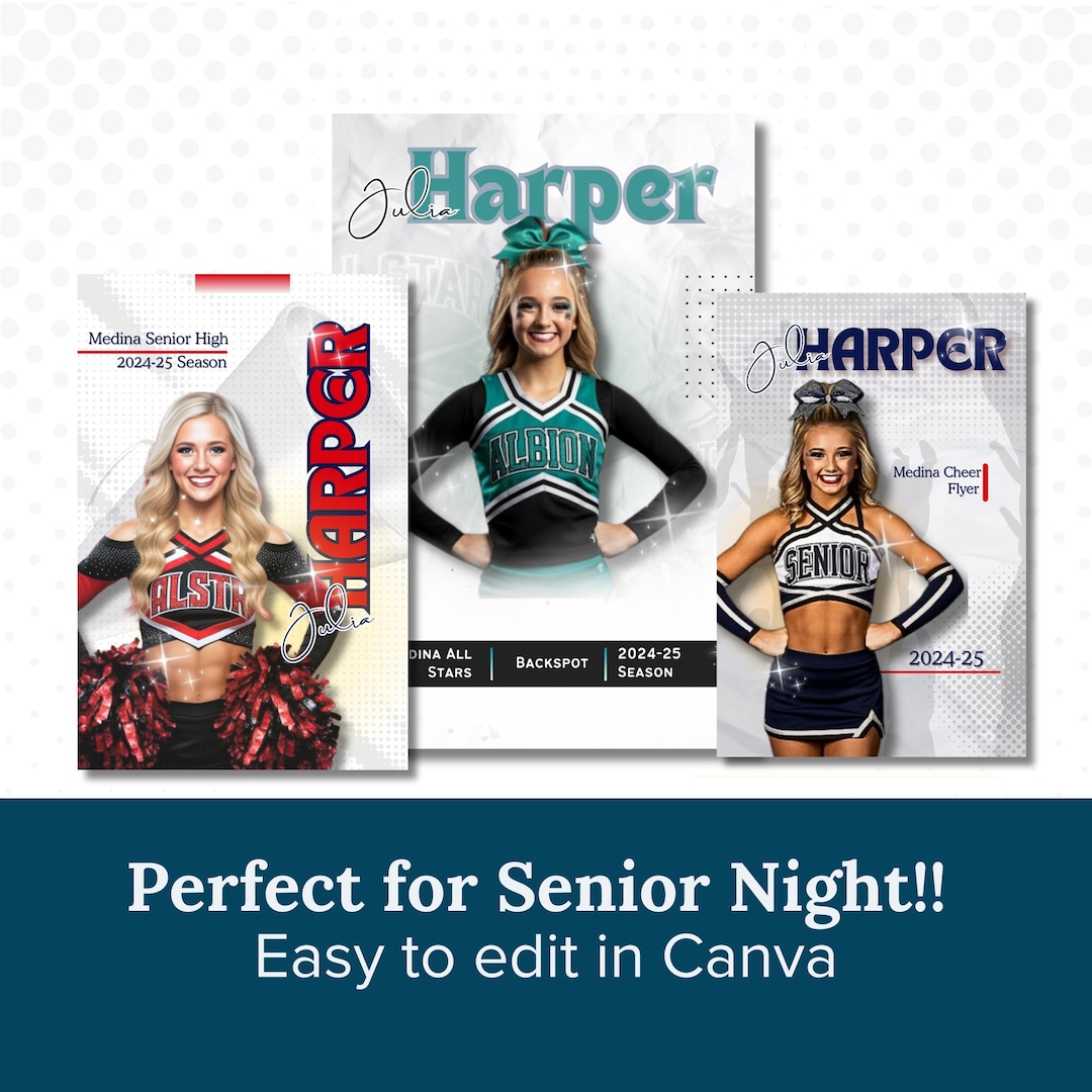 Cheer Senior Night Posters and Banners | Editable Canva Senior Posters ...