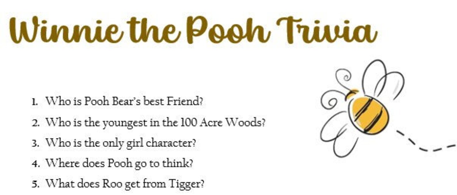 Winnie the Pooh Trivia Game (20 Questions) - Etsy