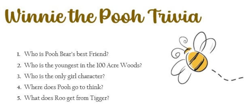 Winnie the Pooh Trivia Game (20 Questions) - Etsy