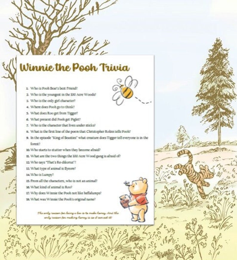 Winnie the Pooh Trivia Game (20 Questions) - Etsy