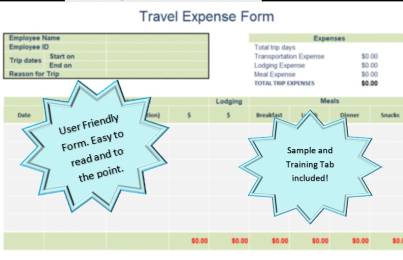 Travel Expense Template, Fillable and Editable HR Form, Editable Travel ...