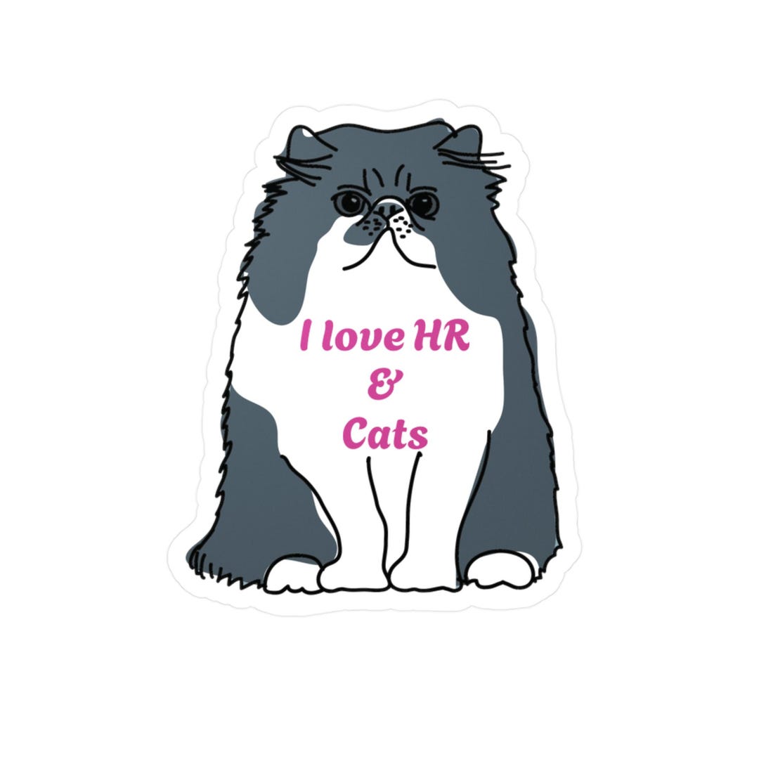I Love HR and Cats Sticker, Cat Lover Vinyl Decal - Etsy