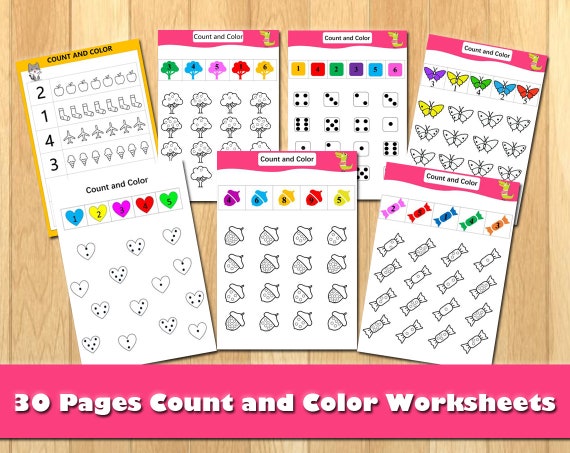 Count and Color Printable Sheets Count to 10 Home School | Etsy