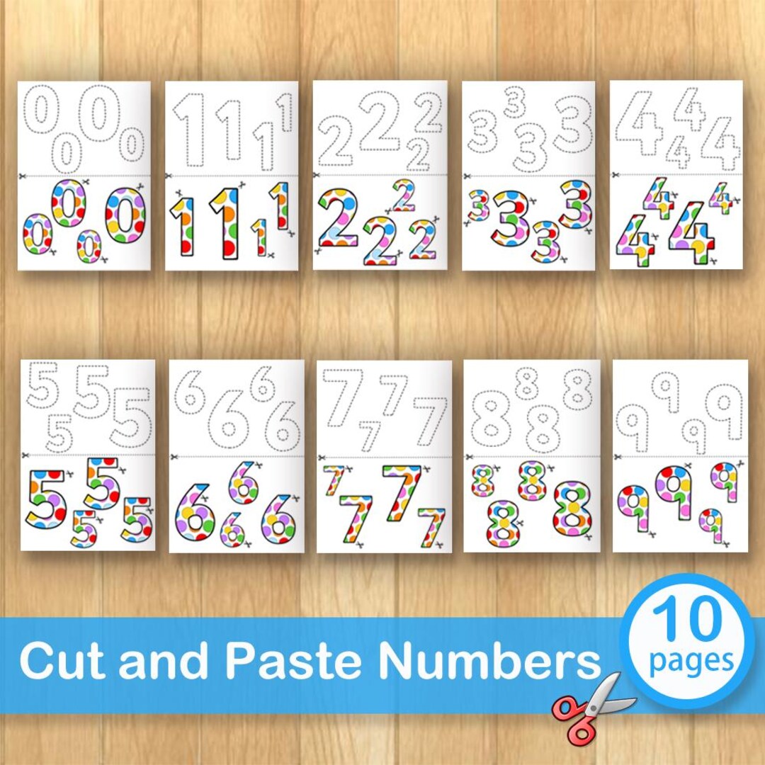Montessori Cut and Glue Numbers Preschool Printables Cut and Paste ...