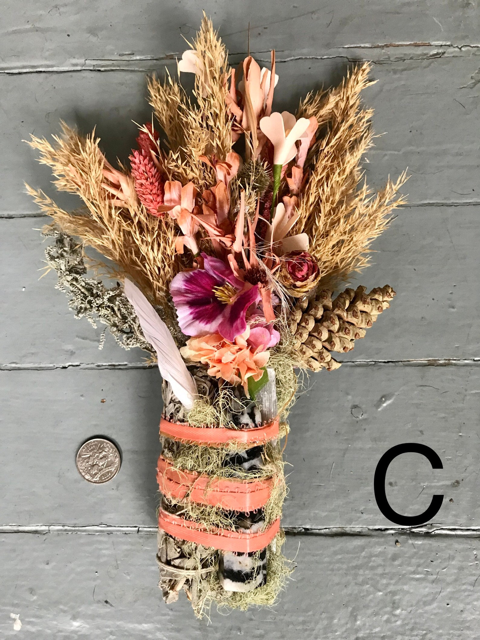 Dried Flower Bundle/bouquet With 2 LARGE Crystals Sage Palo - Etsy