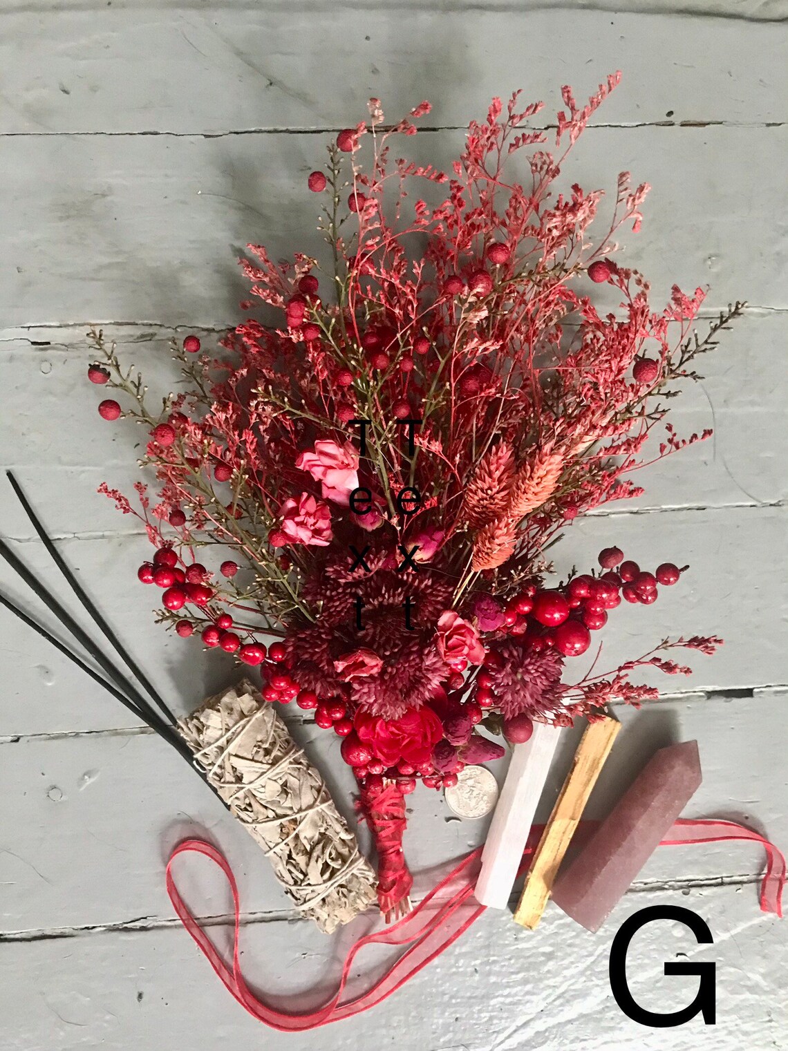 Dried Flower Bundle/bouquet With 2 LARGE Crystals Sage Palo - Etsy