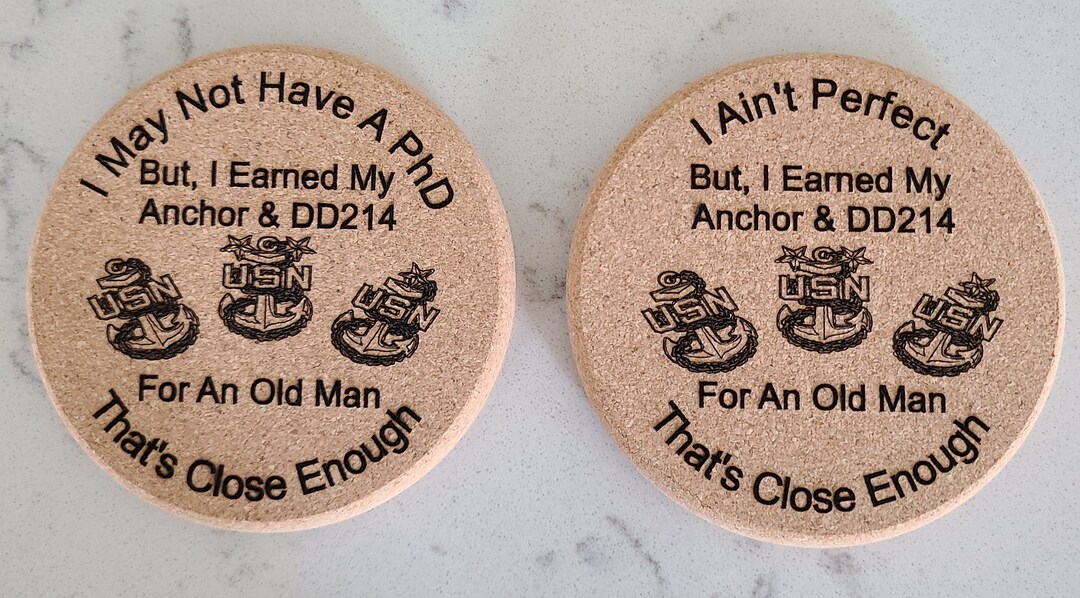 Navy Chief Cork Coaster Set of 5 (man or Lady) - Etsy