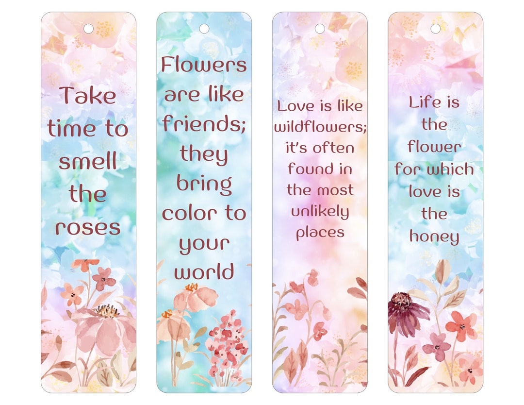 Printable Floral Bookmark Set With Quotes - Etsy