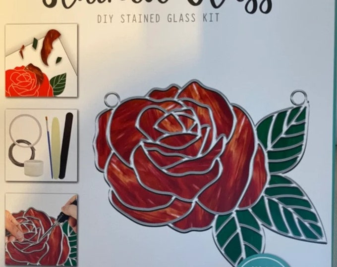 American Crafts Stained Glass Kit 34017600 Red Rose Etsy 4536