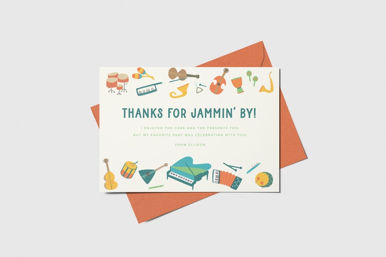 Musical Birthday Thank You Card: Marching Band Theme (printable ...