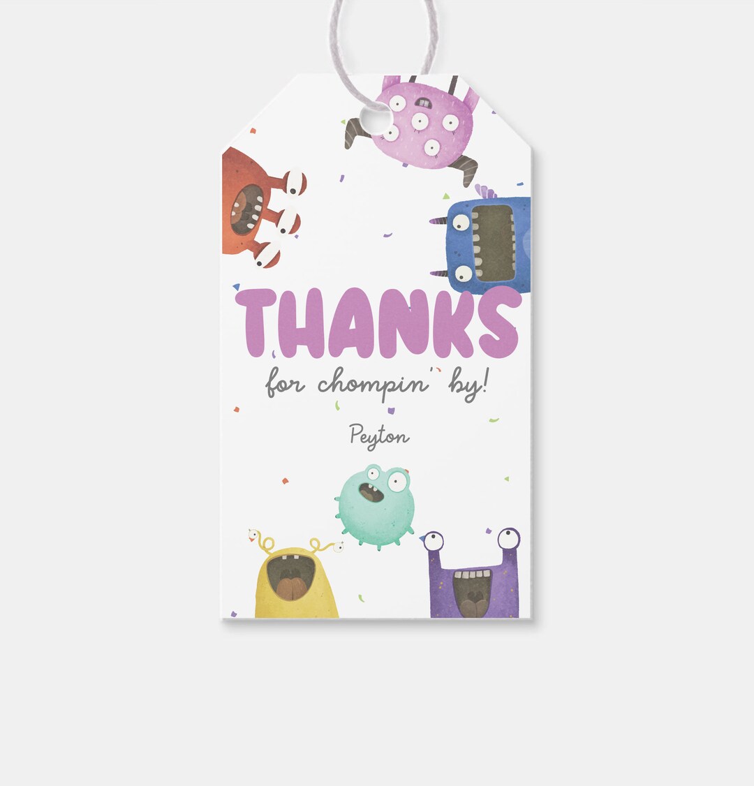 Calling All Monsters Birthday Party Favor Tag, Thank You Tag, Party ...