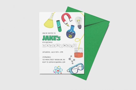 Science Birthday Party Invitation Chemistry Science - Etsy