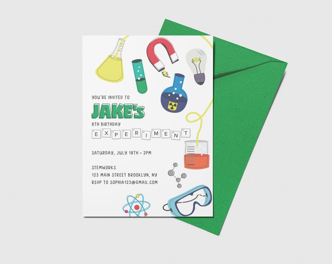 Science Birthday Party Invitation Chemistry Science - Etsy