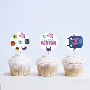Calling All Monsters Birthday Party Cupcake Toppers, Stickers, Party ...