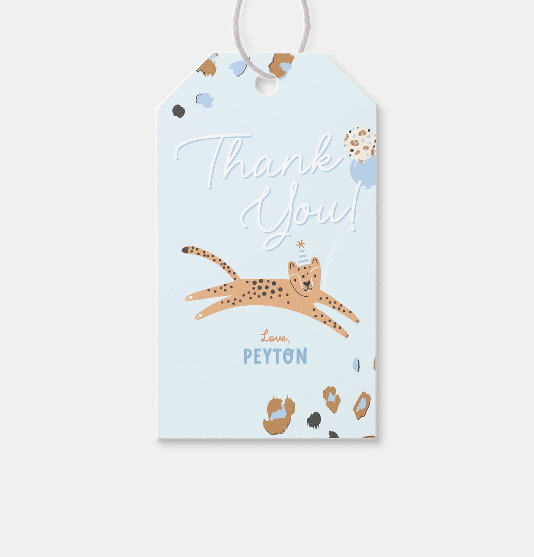 Cheetah Birthday Party Favor Tag, Thank You Tag, Roar I'm Four, Jungle ...