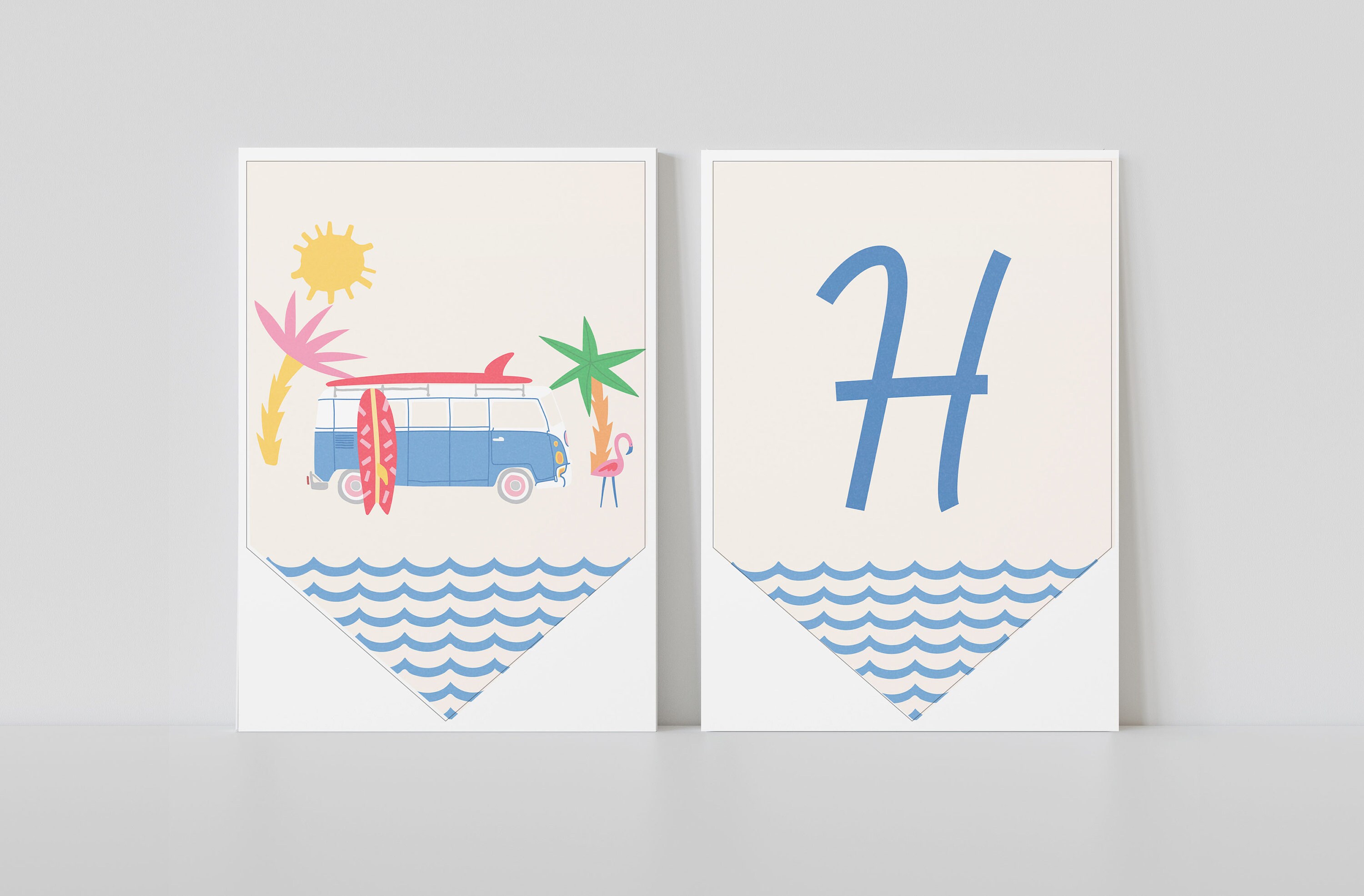 Surfs up Birthday Party Banner: Beach Van Garland (instant Download) - Etsy