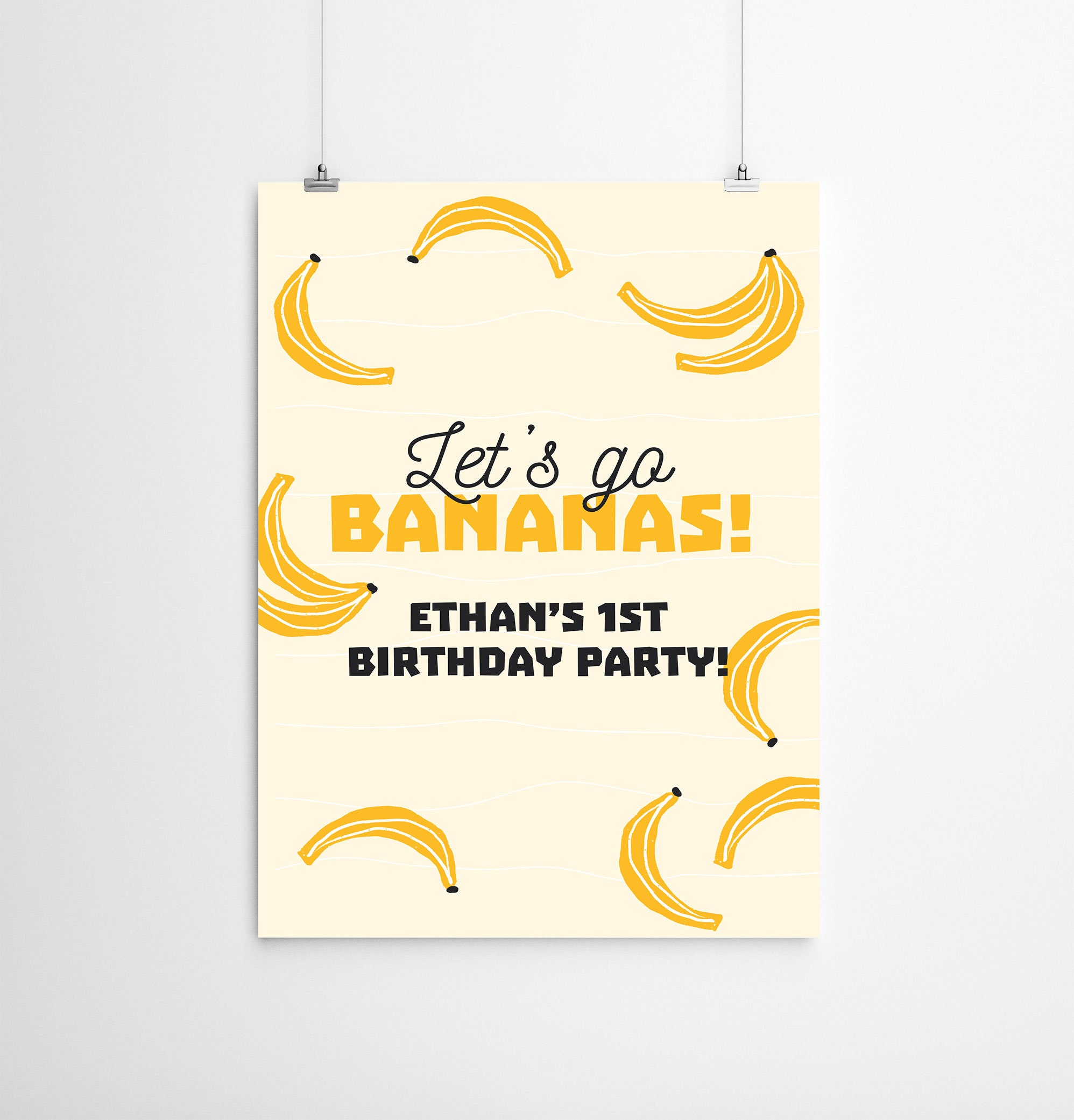 Monkey Birthday Welcome Sign: Let's Go Bananas Party Decor (digital ...