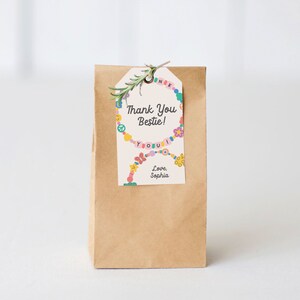 Friendship Bracelet Birthday Party Favor Tag: Tween Thank You (instant ...