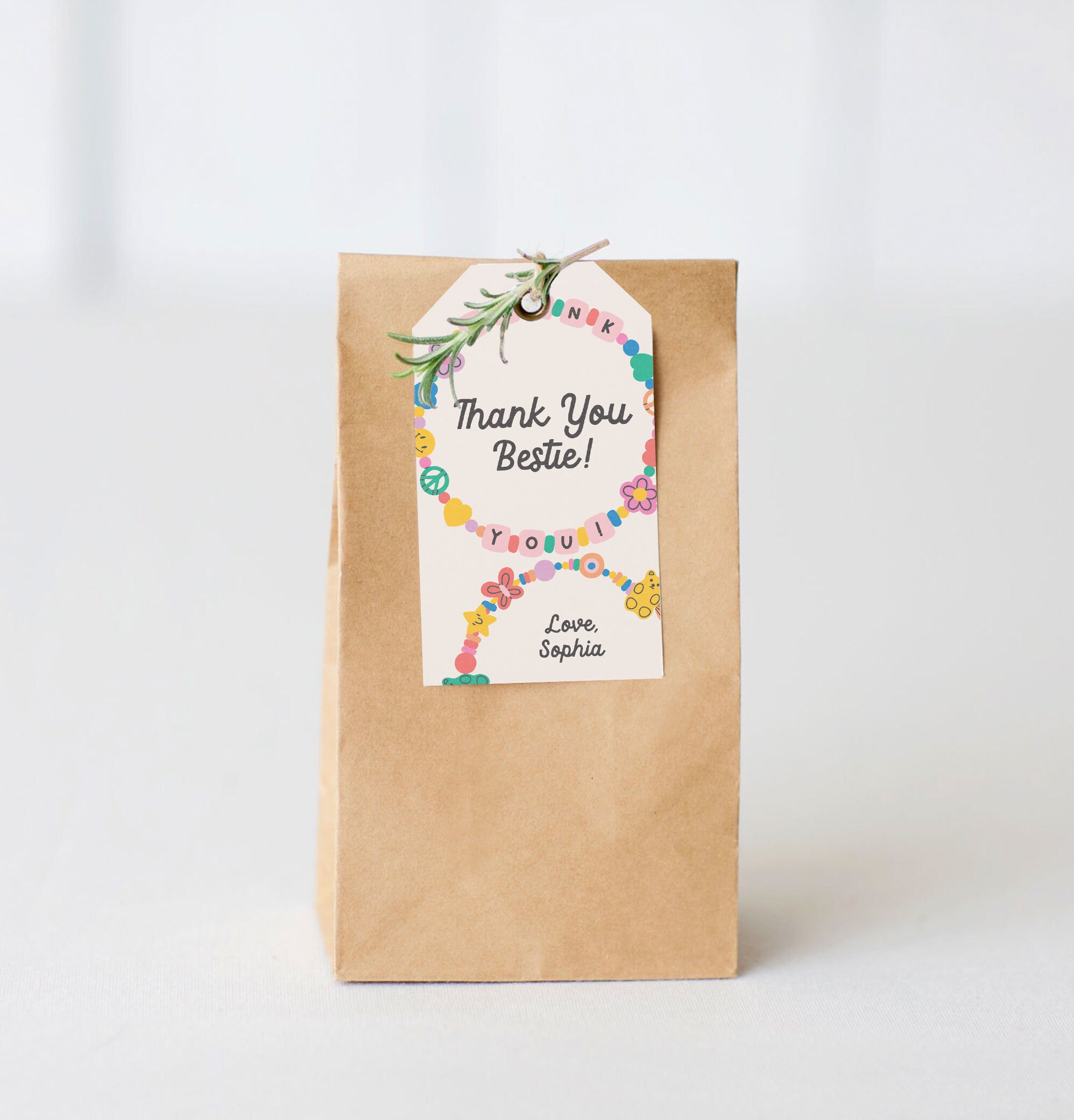 Friendship Bracelet Birthday Party Favor Tag Thank You Tag - Etsy