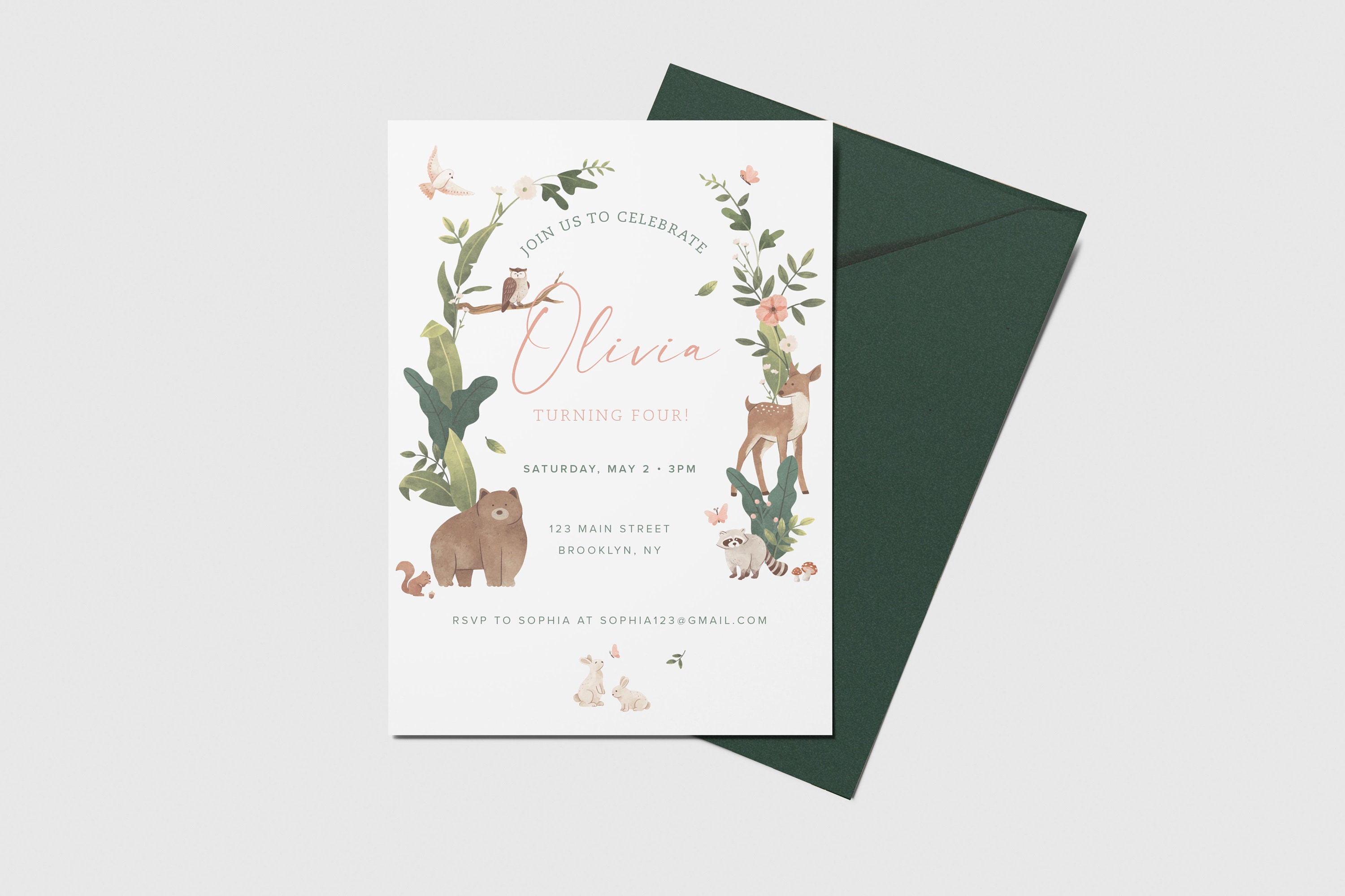 Woodland Animals Birthday Party Invitation Forest Animals - Etsy