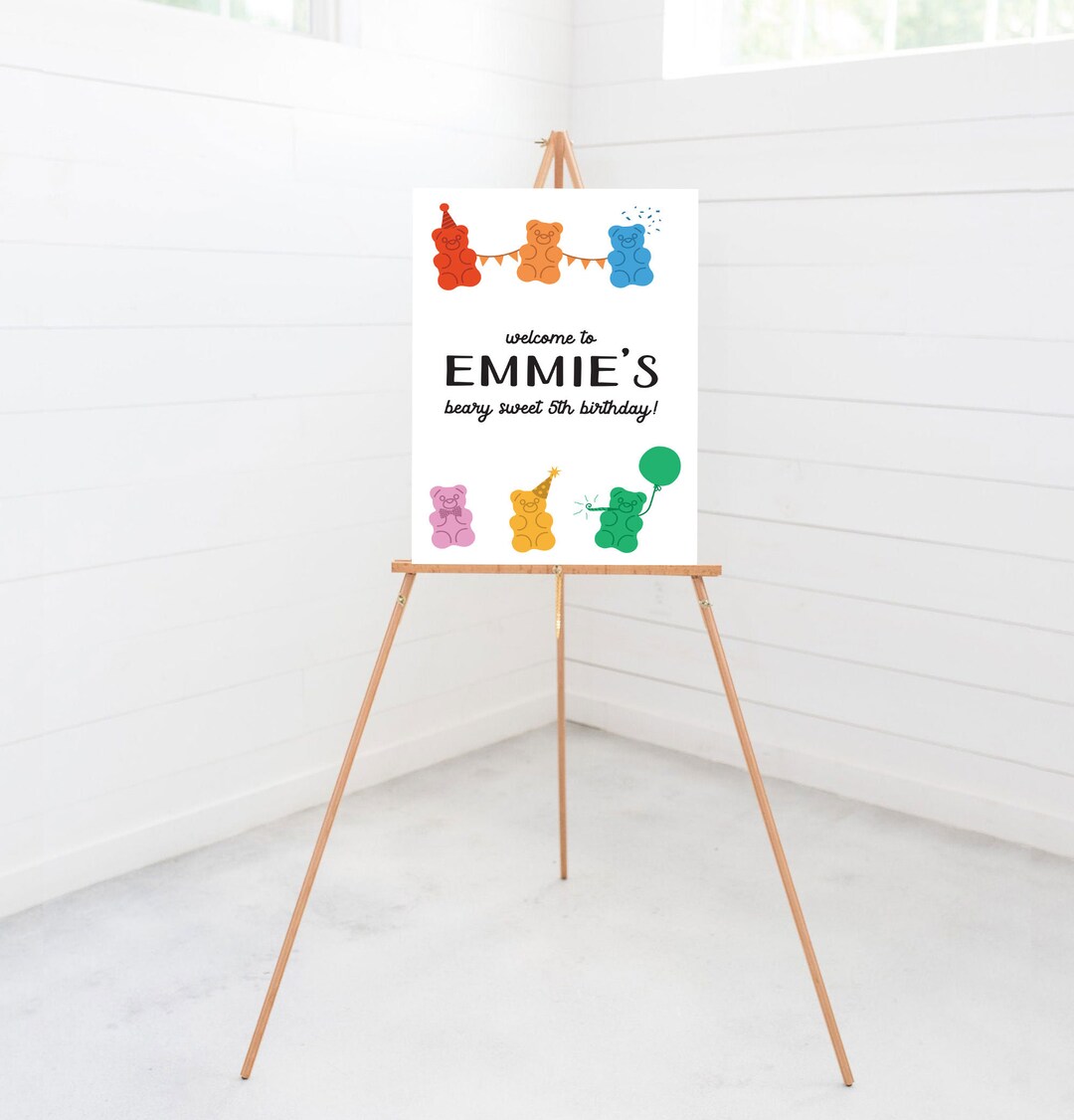 Gummi Bear Birthday Welcome Sign: Beary Sweet Celebration (digital ...