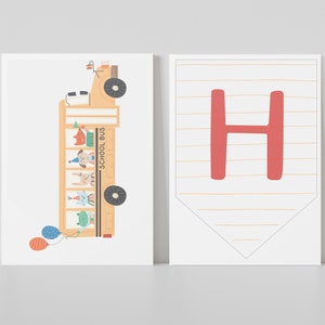 Wheels on the Bus Birthday Party Flag Banner, Birthday Garland, School ...