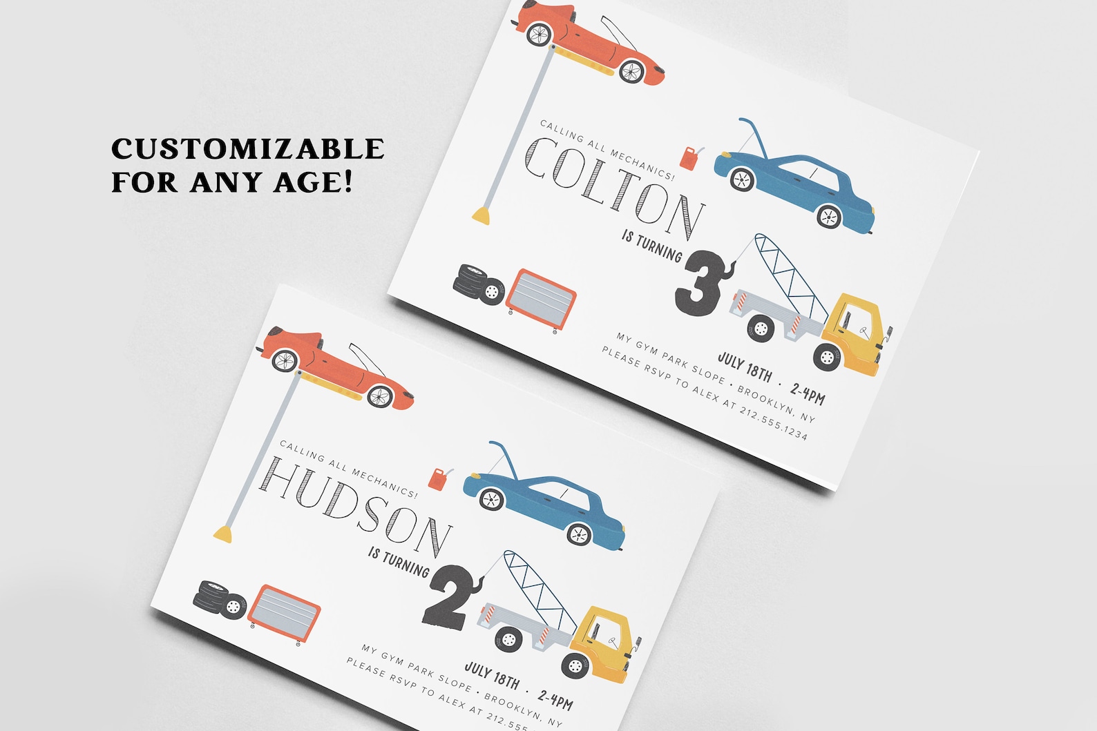 Calling All Mechanics Birthday Party Invitation, Auto Shop, Auto Repair ...