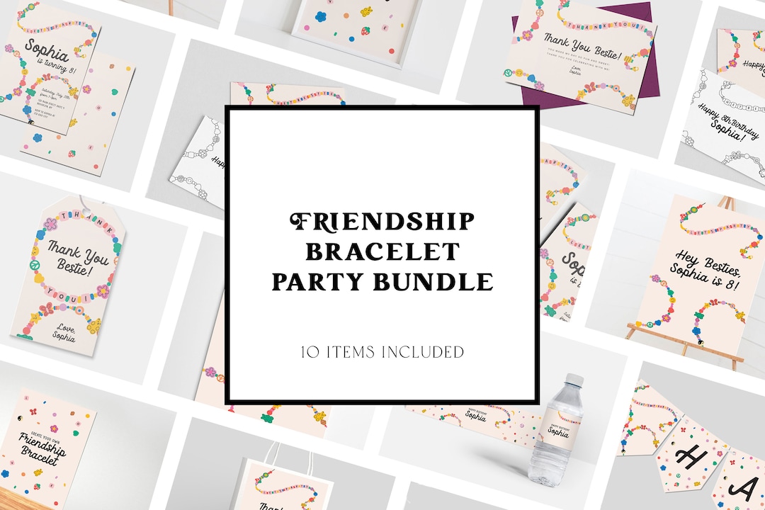 Friendship Bracelet Birthday Party Bundle: Printable, Editable (instant ...