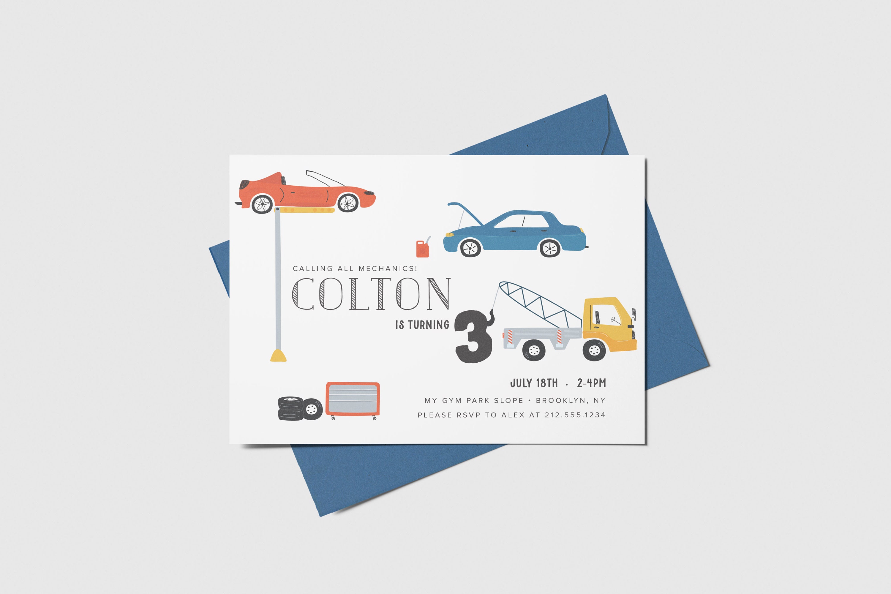 Calling All Mechanics Birthday Party Invitation, Auto Shop, Auto Repair ...