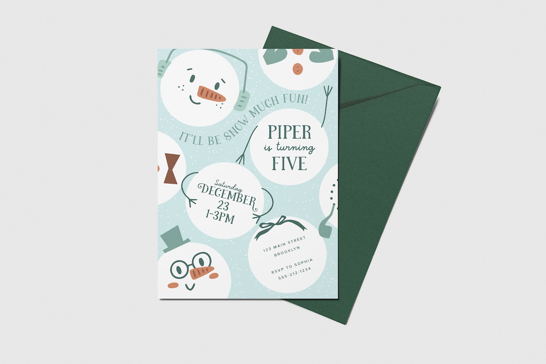 Snowman Birthday Party Invitation, Snowballs, Snow Much Fun, Winter ...