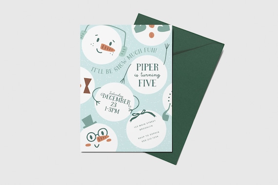 Snowman Birthday Party Invitation Snowballs Snow Much Fun - Etsy