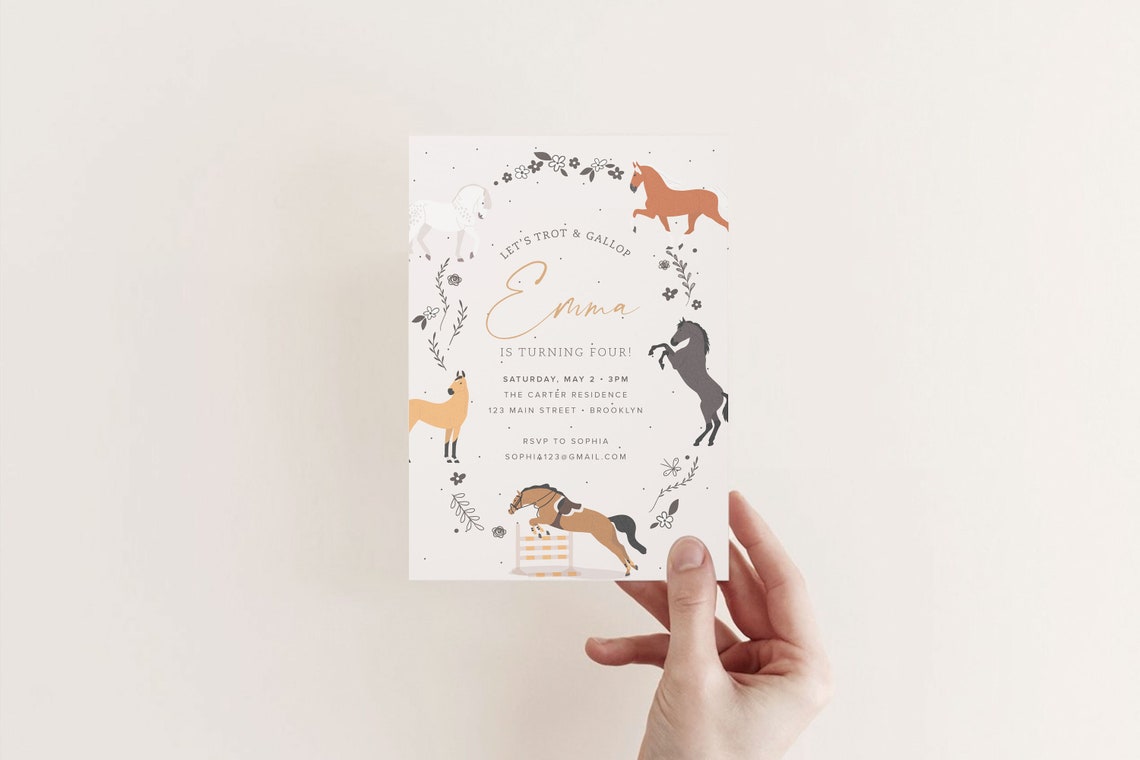 Horse Birthday Party Invitation Horseback Riding Printable - Etsy