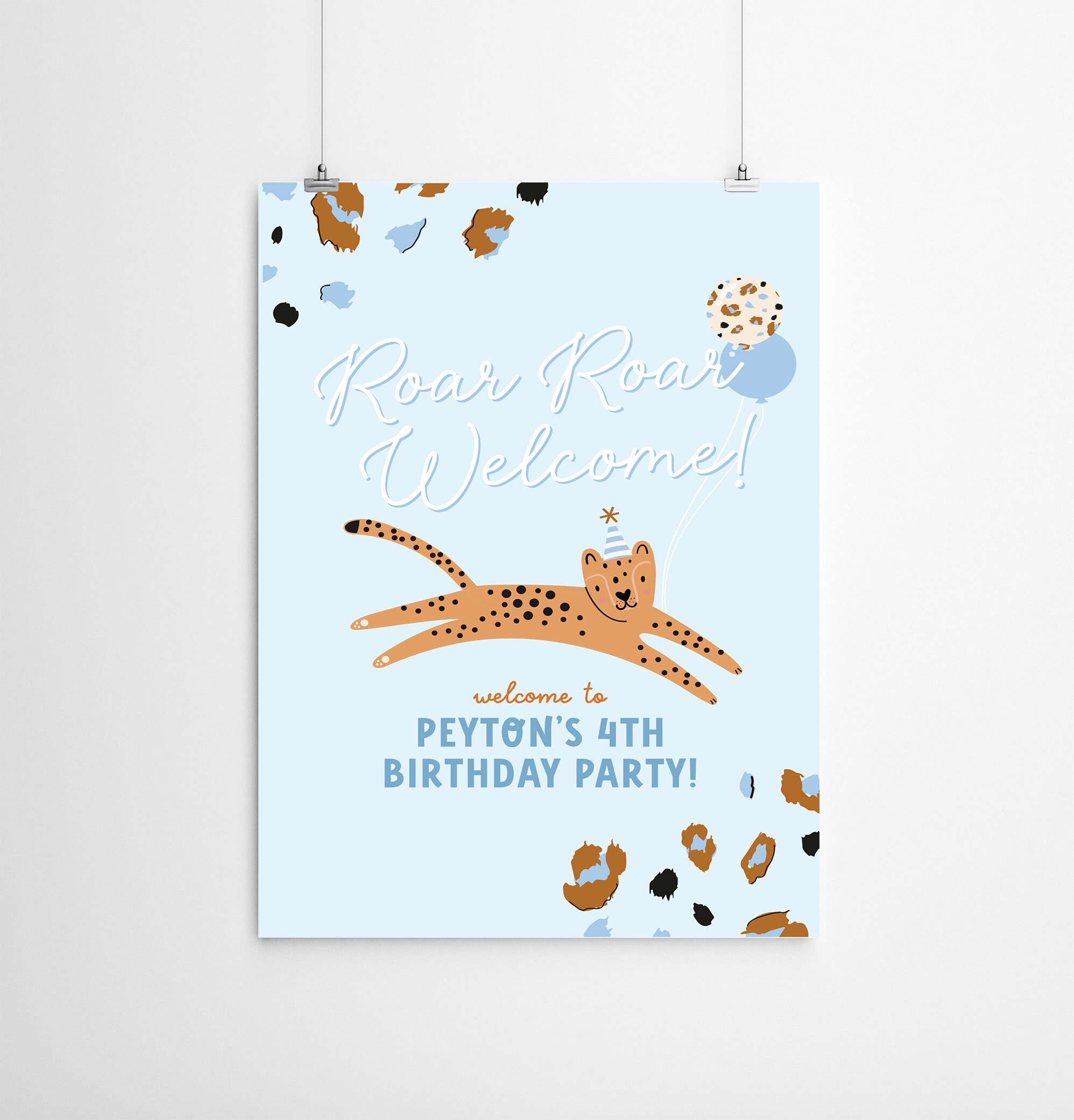Cheetah Birthday Party Welcome Sign, 18x24, 24x36, Poster, Roar I'm ...