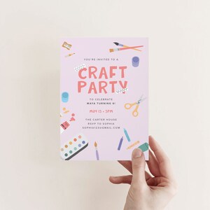 Craft Party Birthday Invitation, Art Party, Crafting Theme Birthday ...