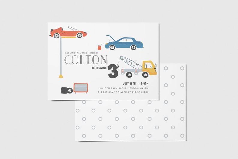 Calling All Mechanics Birthday Party Invitation, Auto Shop, Auto Repair ...