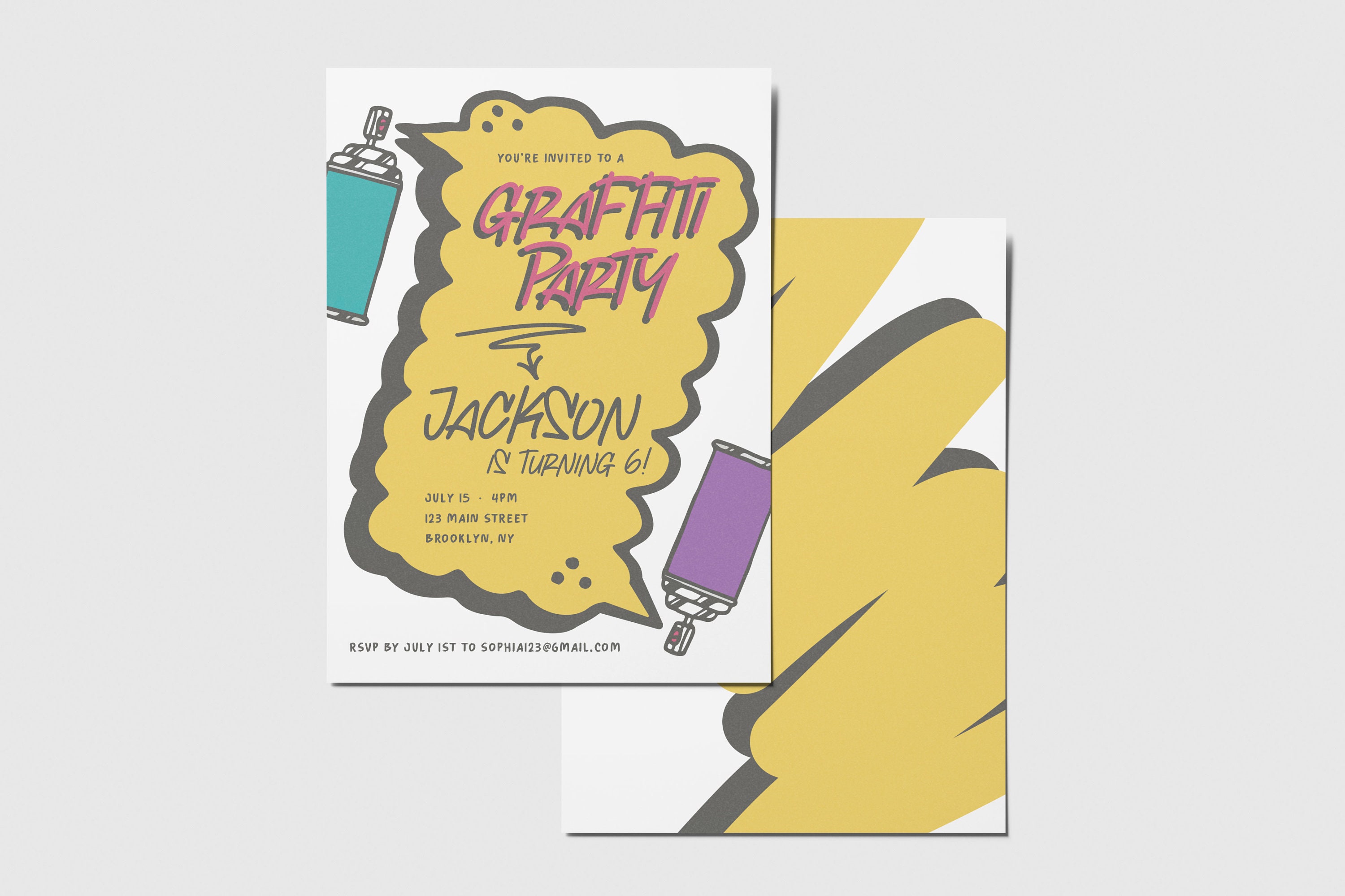 Graffiti Birthday Party Invitation, Tagging, Spray Paint, Street Art ...